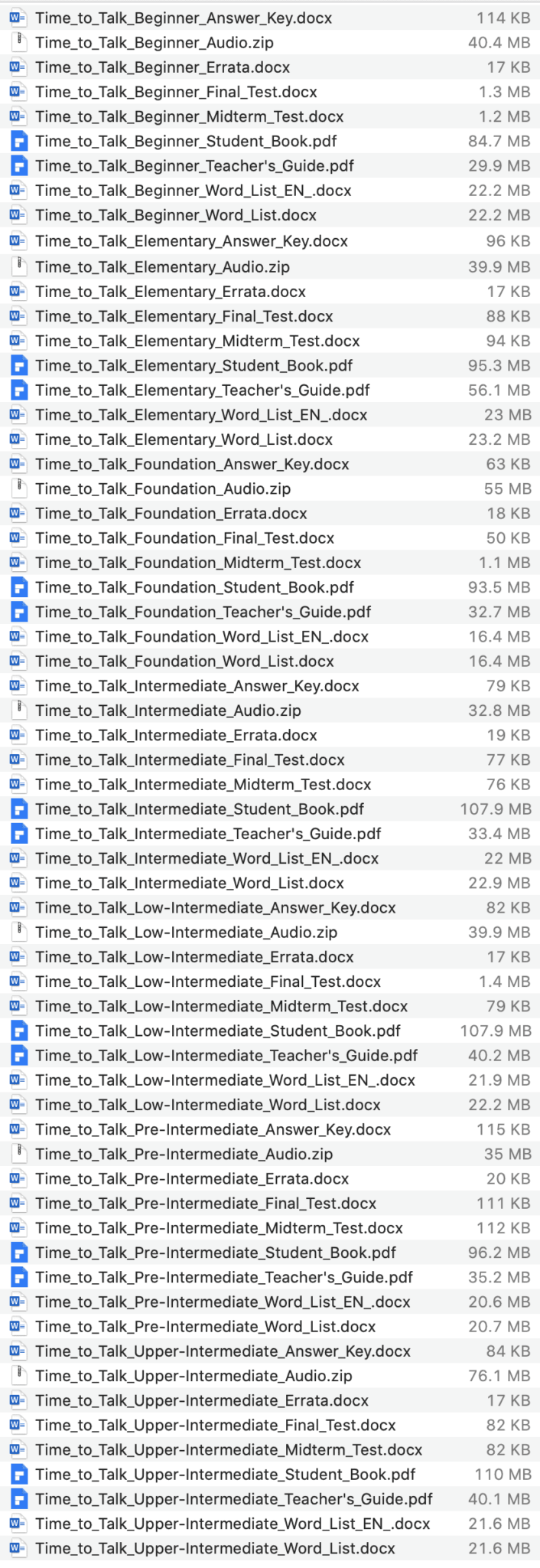 Download Time To Talk Pdf Resources (Pre A1 / B2)