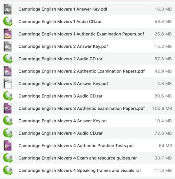 Download Cambridge A1 Movers Pdf Audio Key (4 Levels)