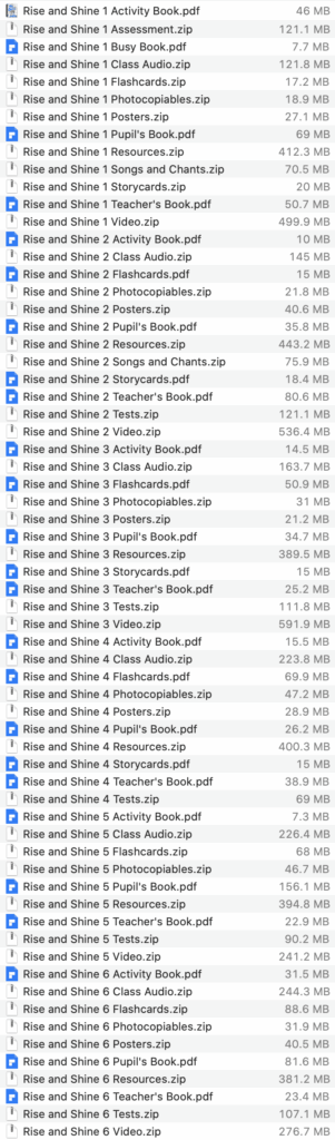 Pearson Rise and Shine Pdf Resources (Pre A1 / A2+)