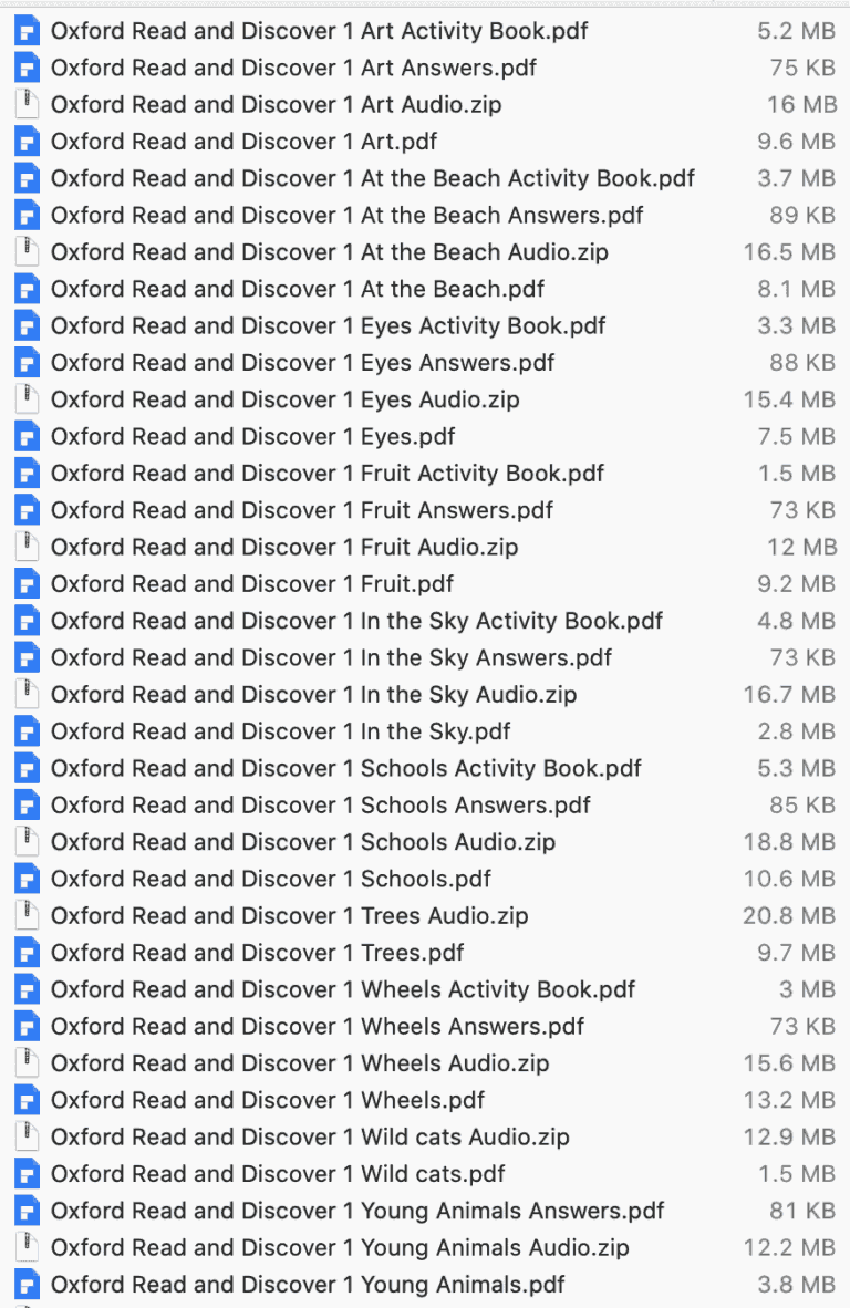Oxford Read and Discover PDF Resources (Pre A1 / B1)